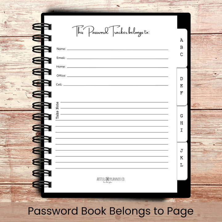 Custom Password Log Books, Personalized & Organized – Artful Planner Co.