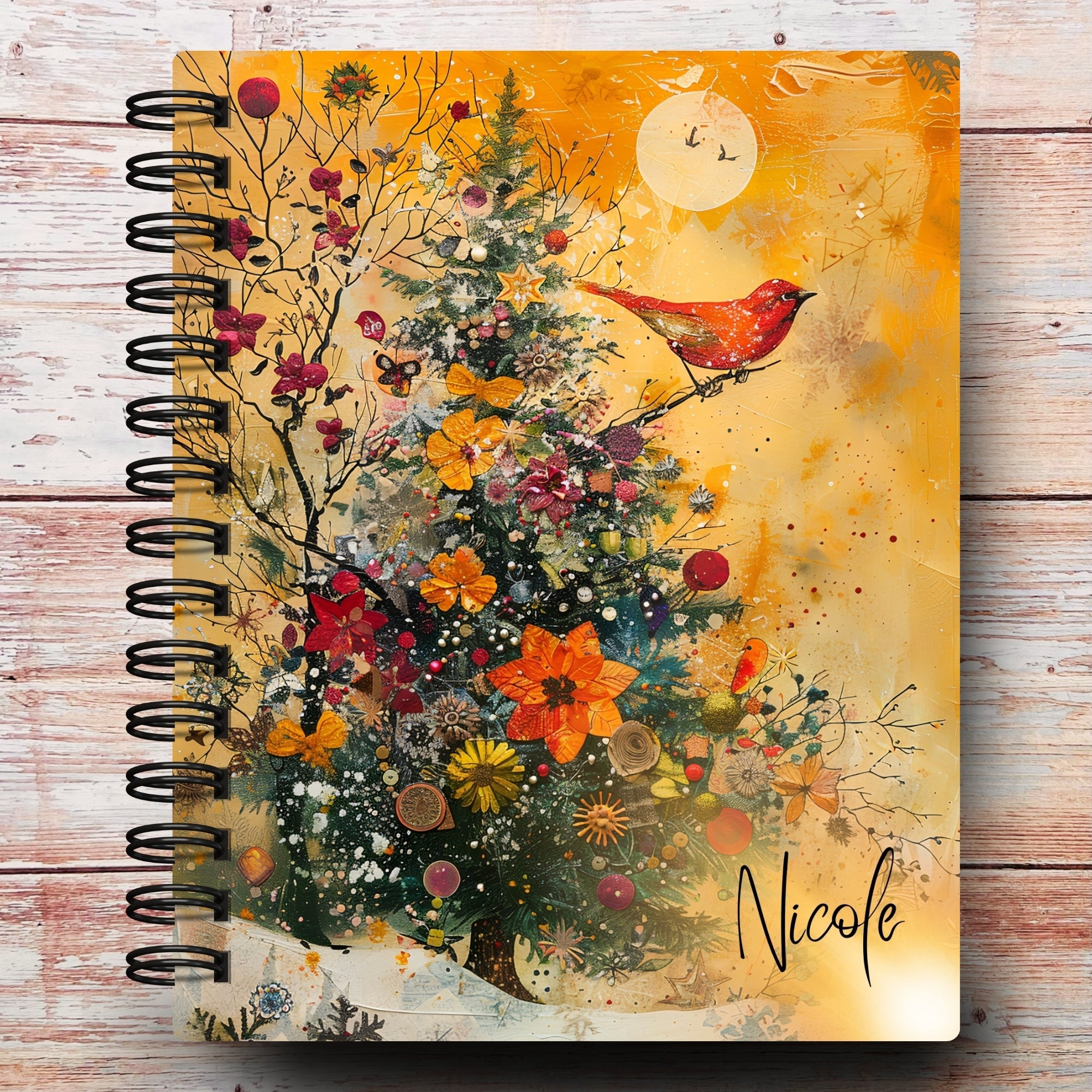 Personalized Journals and Notebooks | Bohemian Festive Tree – Artful ...