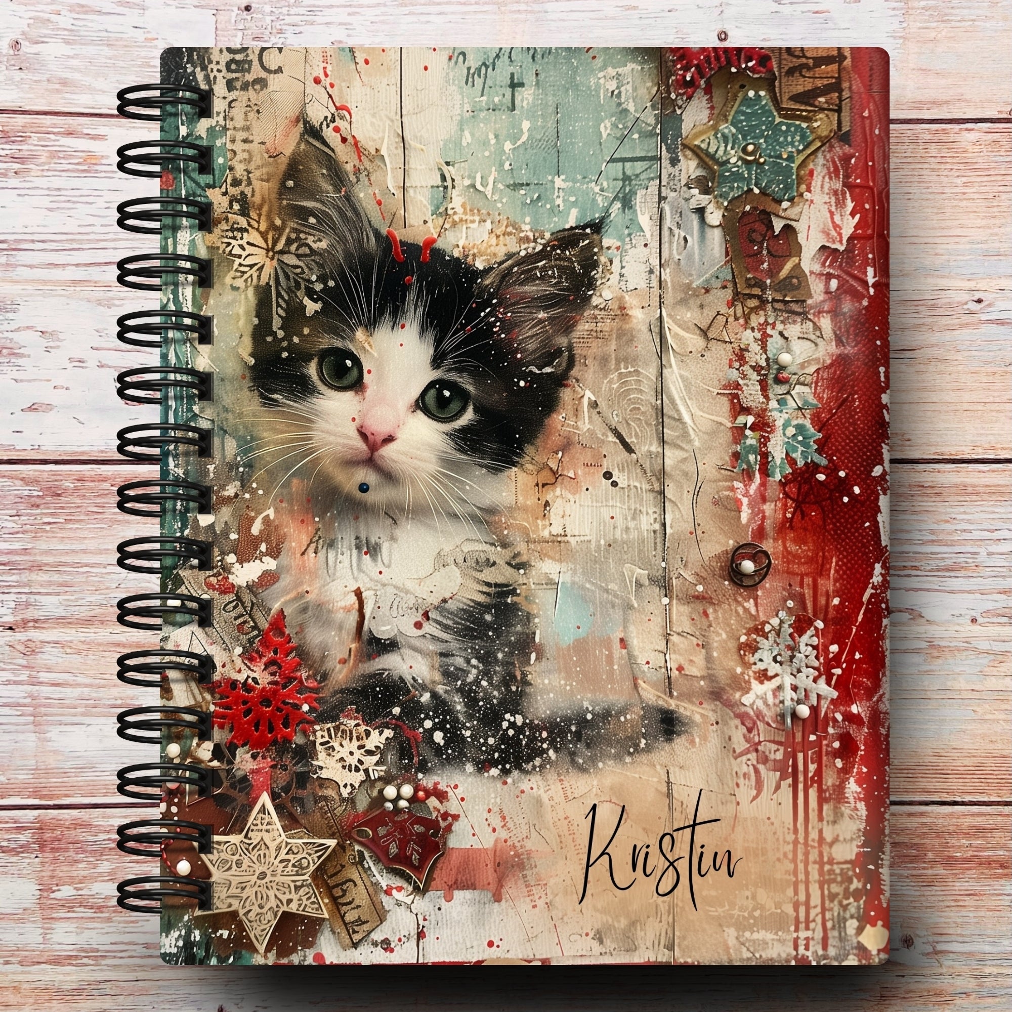 Holiday Notebooks | Personalized Notebooks | Holiday Kitten Love ...
