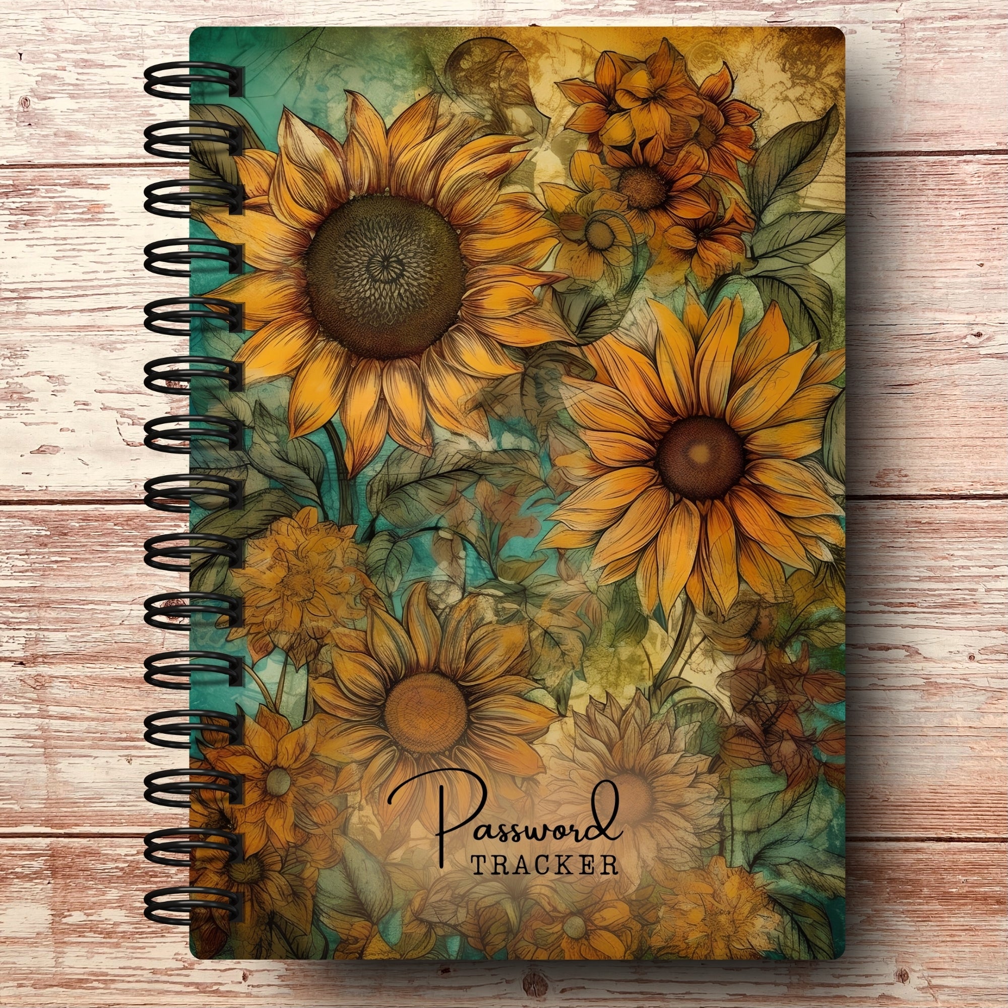 Custom Password Log Book | Vintage Sunflower | Social Media Trackers ...