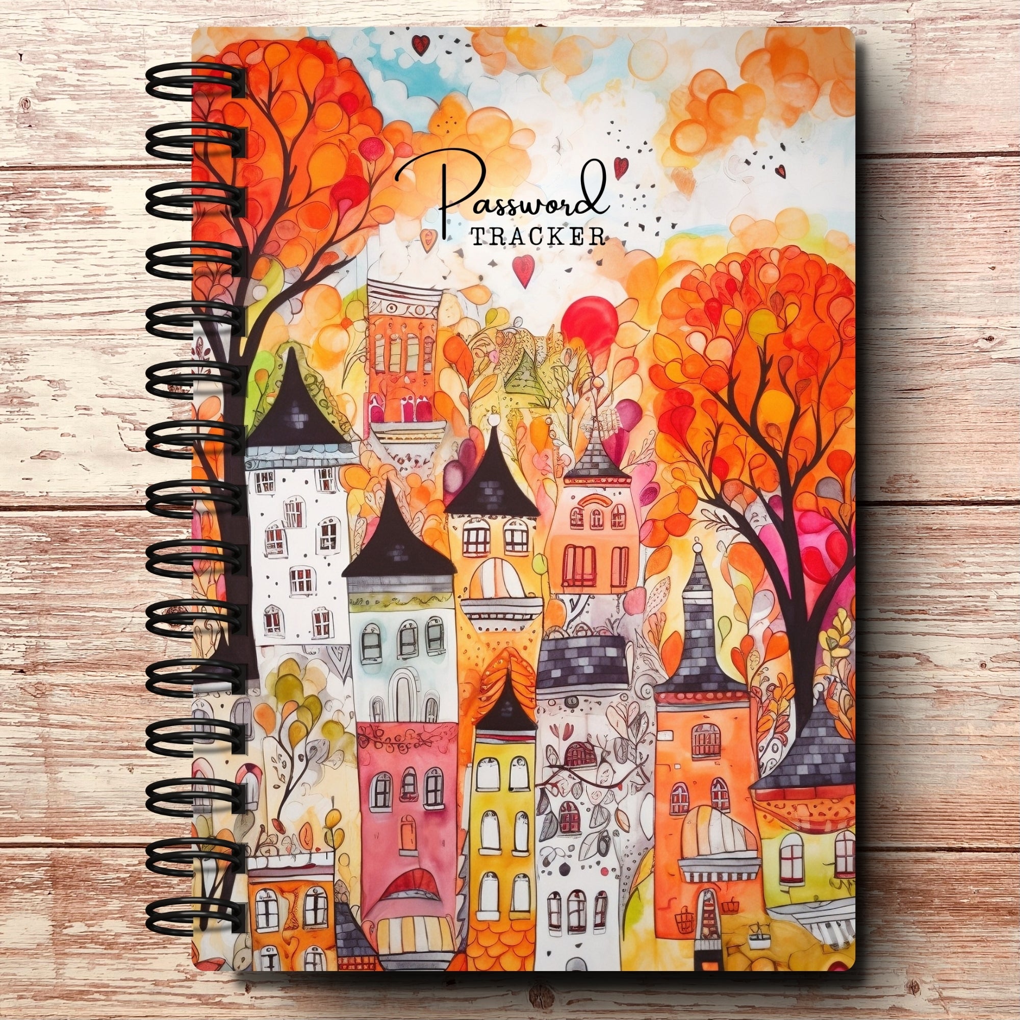 Custom Password Log Book | Whimsy Cityscape | Social Media Trackers ...